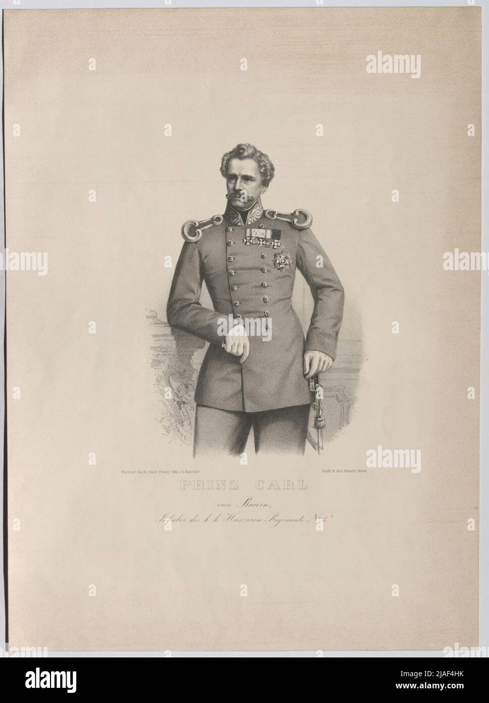 Prince Carl von Baiern, owner of the k. k. Huszaren Regiment No. 3 ...