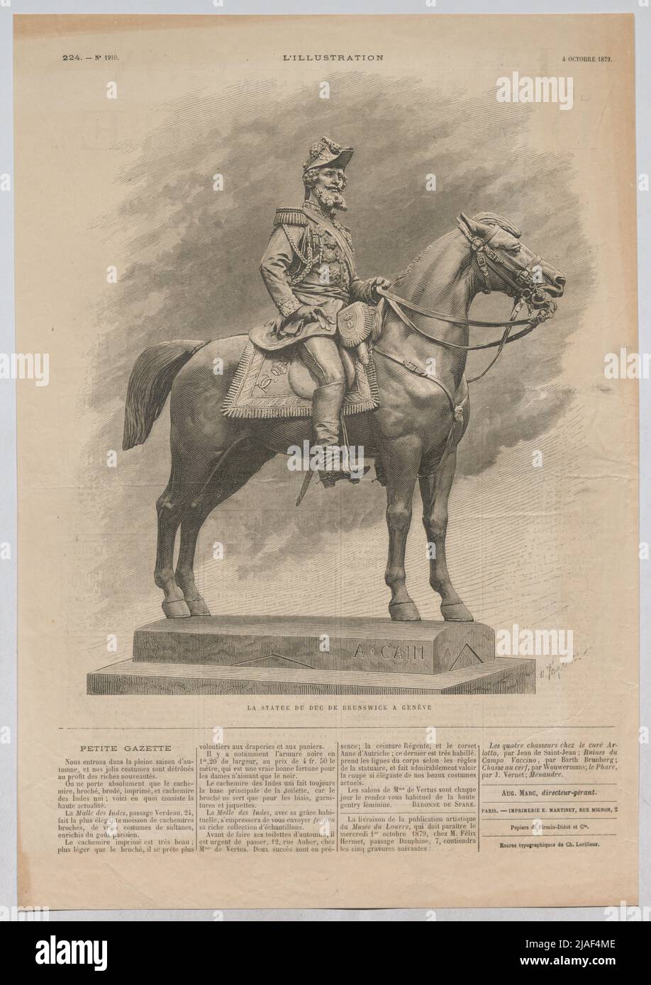 La Statue du Duc de Brunswick a Genéve ". Rider statue of Duke Charles ...