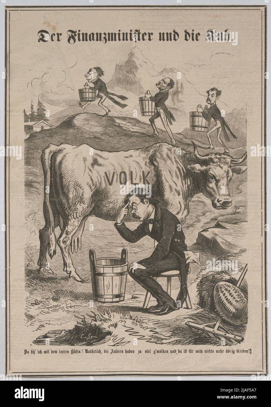 The finance minister and the cow; Rudolf Brestel, statesmen, Volk ...