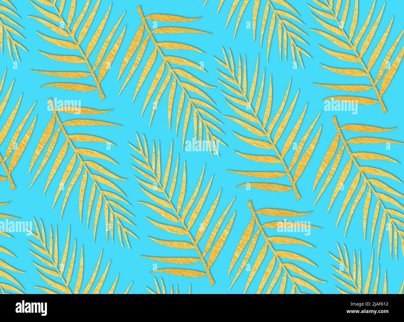 Palm leaves pattern on blue background Stock Photo - Alamy