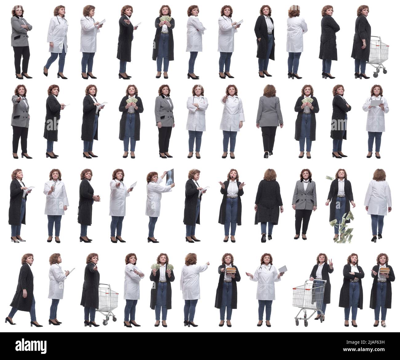 set of images of a woman in full growth. displays many concepts Stock ...