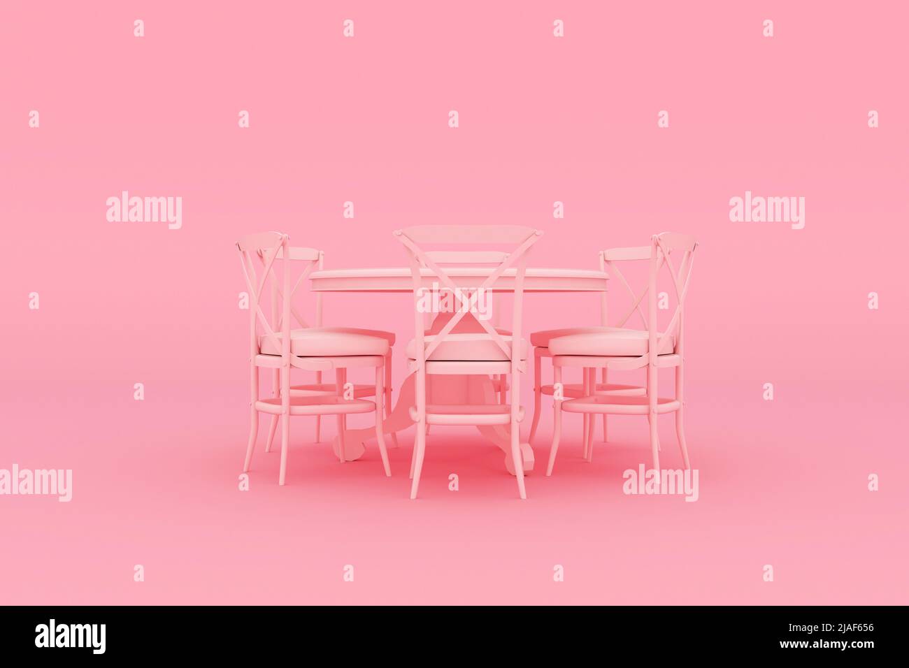 Dining chairs and dining table, pink background, 3D rendering Stock ...