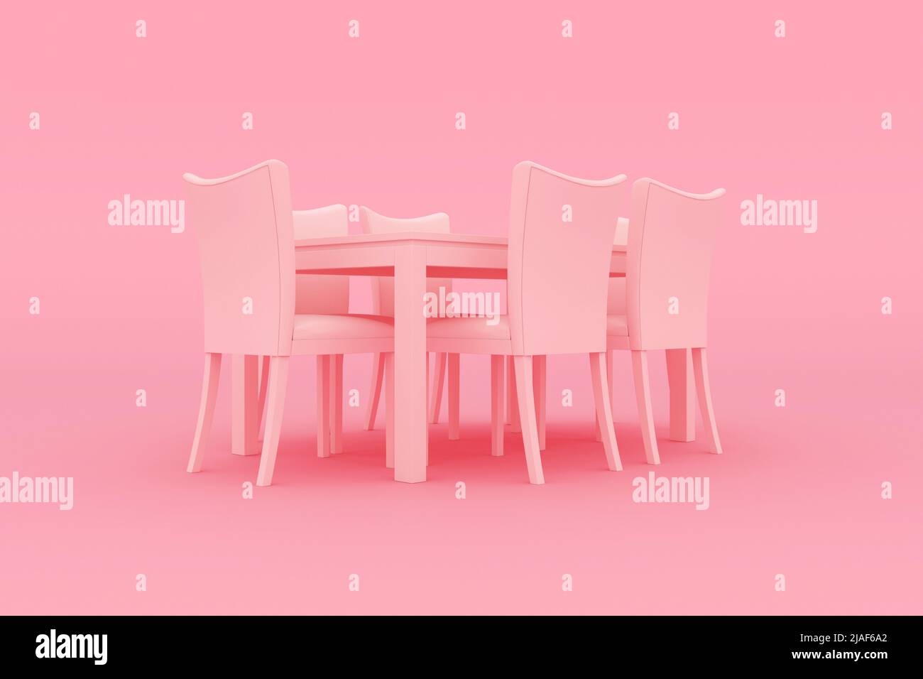 Dining chairs and dining table, pink background, 3D rendering Stock ...