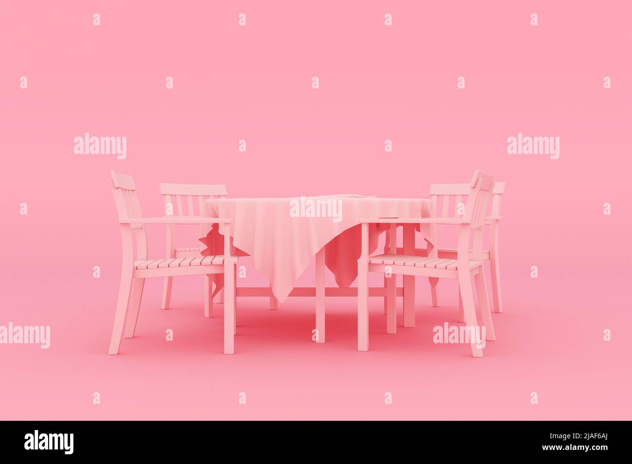 Dining chairs and dining table, pink background, 3D rendering Stock ...