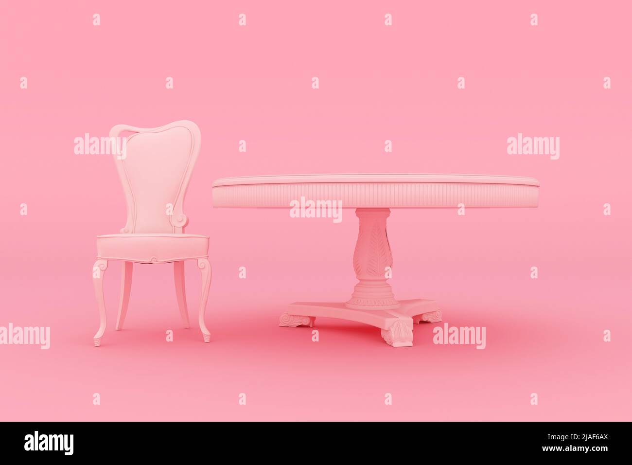 Dining chairs and dining table, pink background, 3D rendering Stock ...