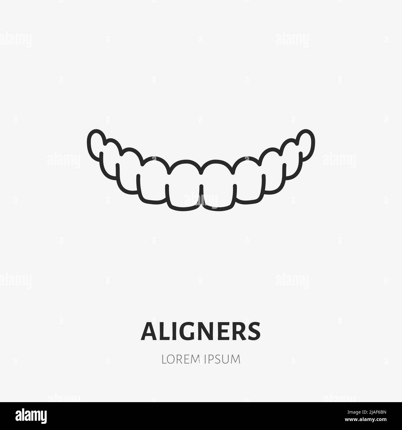 Aligner doodle line icon. Vector thin outline illustration of human ...