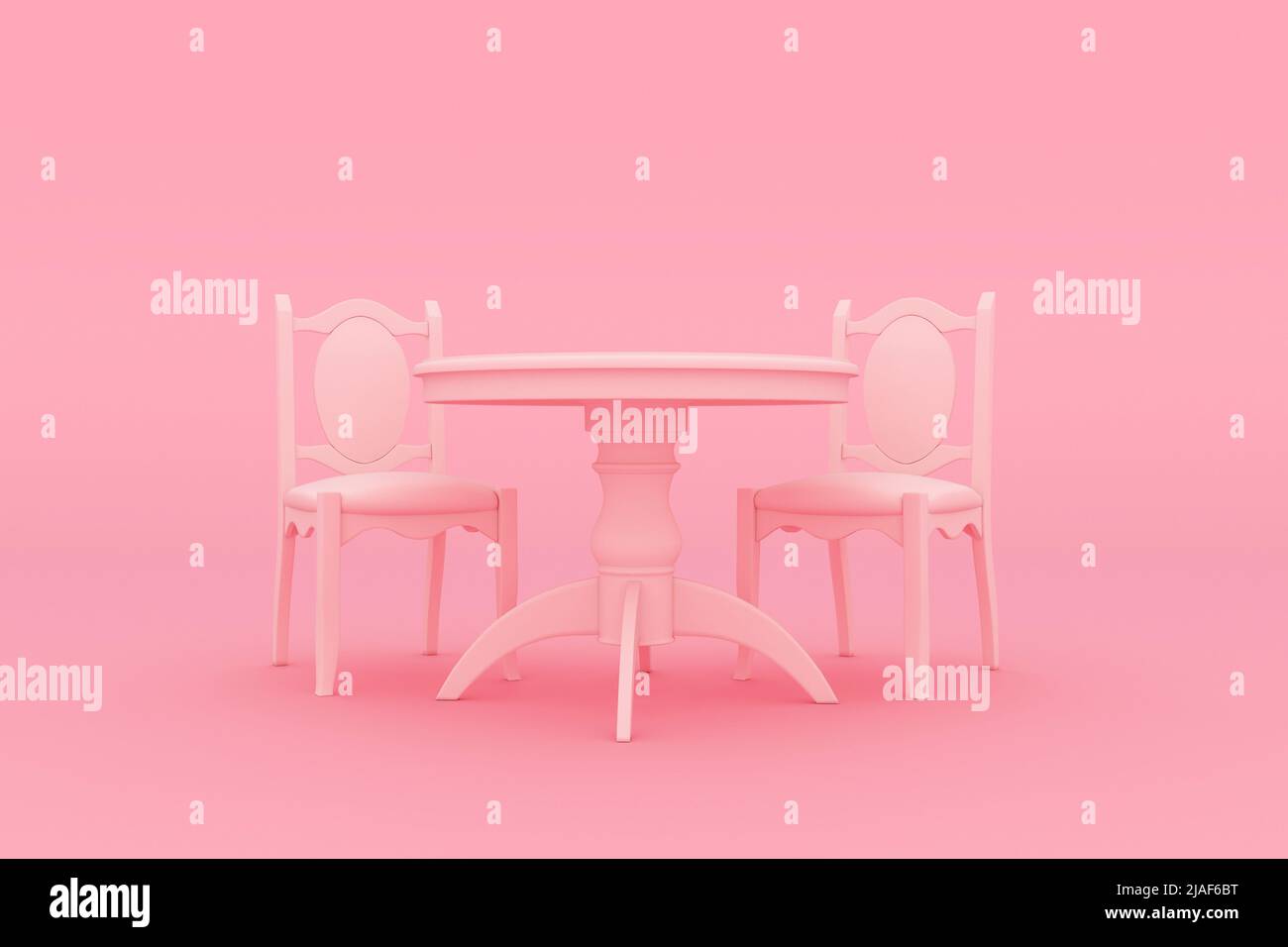 Dining chairs and dining table, pink background, 3D rendering Stock ...