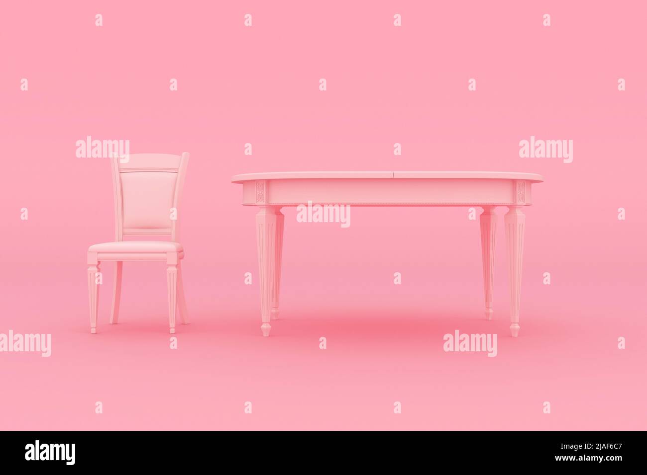 Dining chairs and dining table, pink background, 3D rendering Stock ...