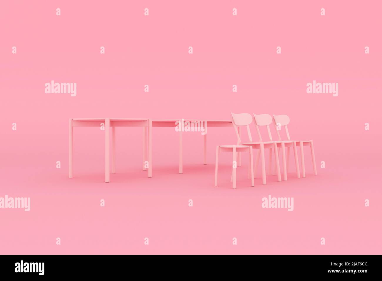 Dining chairs and dining table, pink background, 3D rendering Stock ...
