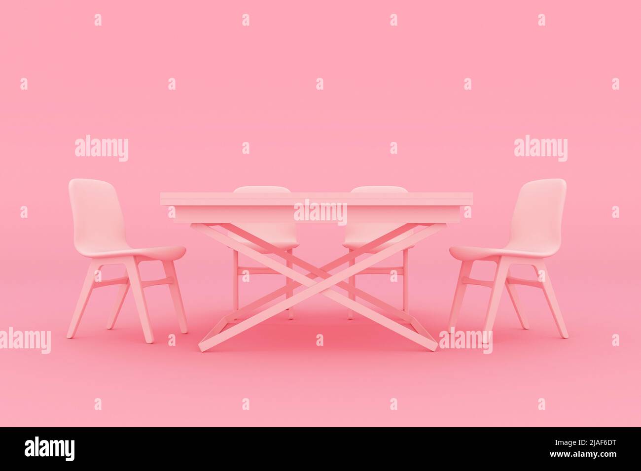 Dining chairs and dining table, pink background, 3D rendering Stock ...
