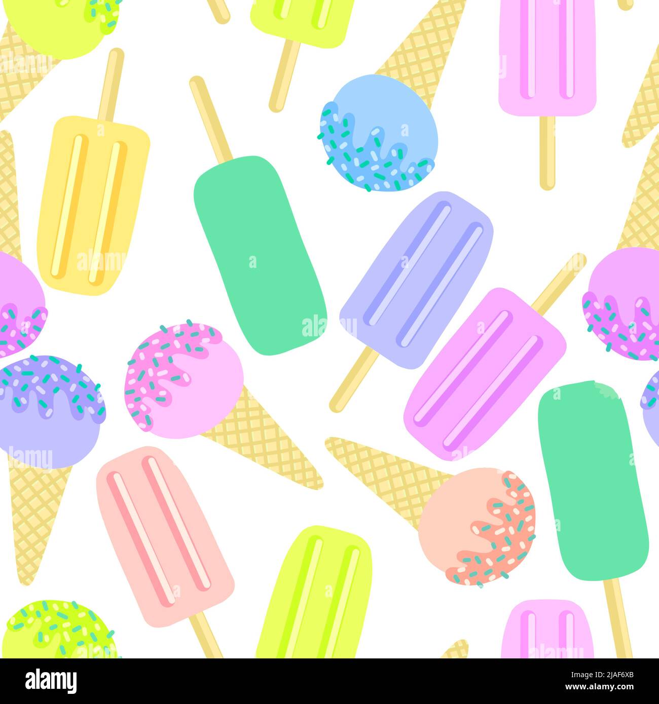 Summer seamless cartoon ice cream pattern for fabrics and textiles and ...