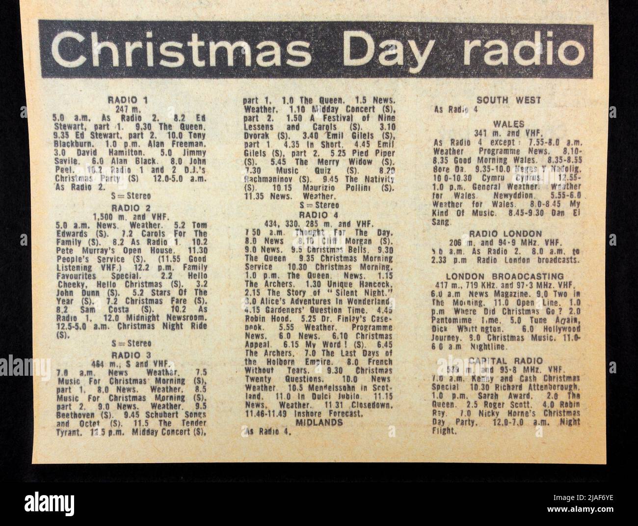 'Christmas Day Radio' guide in the Daily Express newspaper on 24th ...