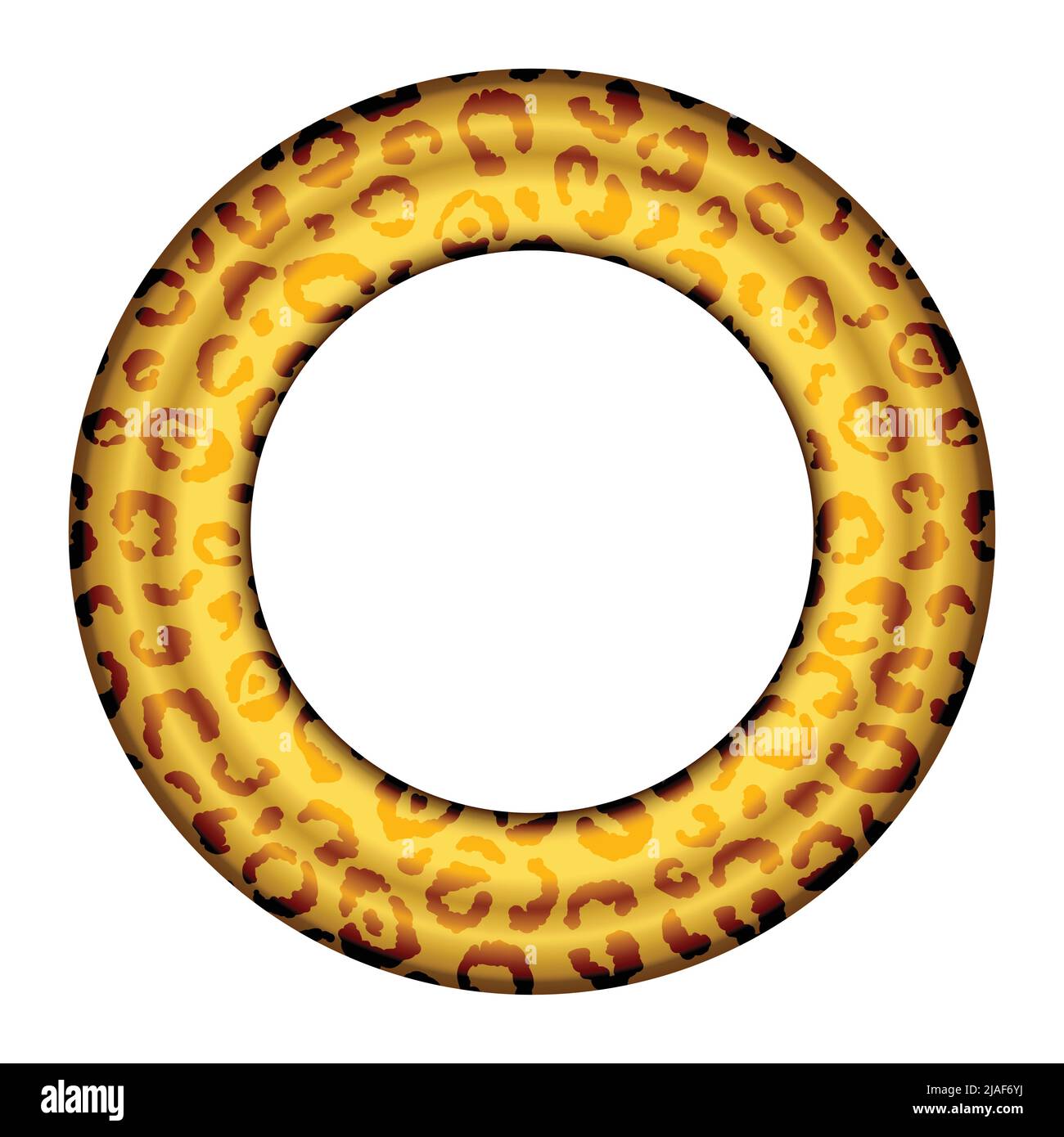 Decorative round border with animal print. Trendy leather skin. Golden ...