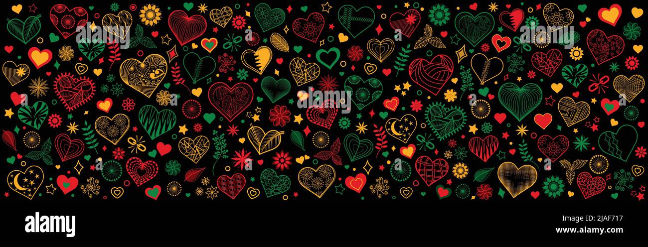 Black History Month and Juneteenth inspired hearts & floral horizontal ...