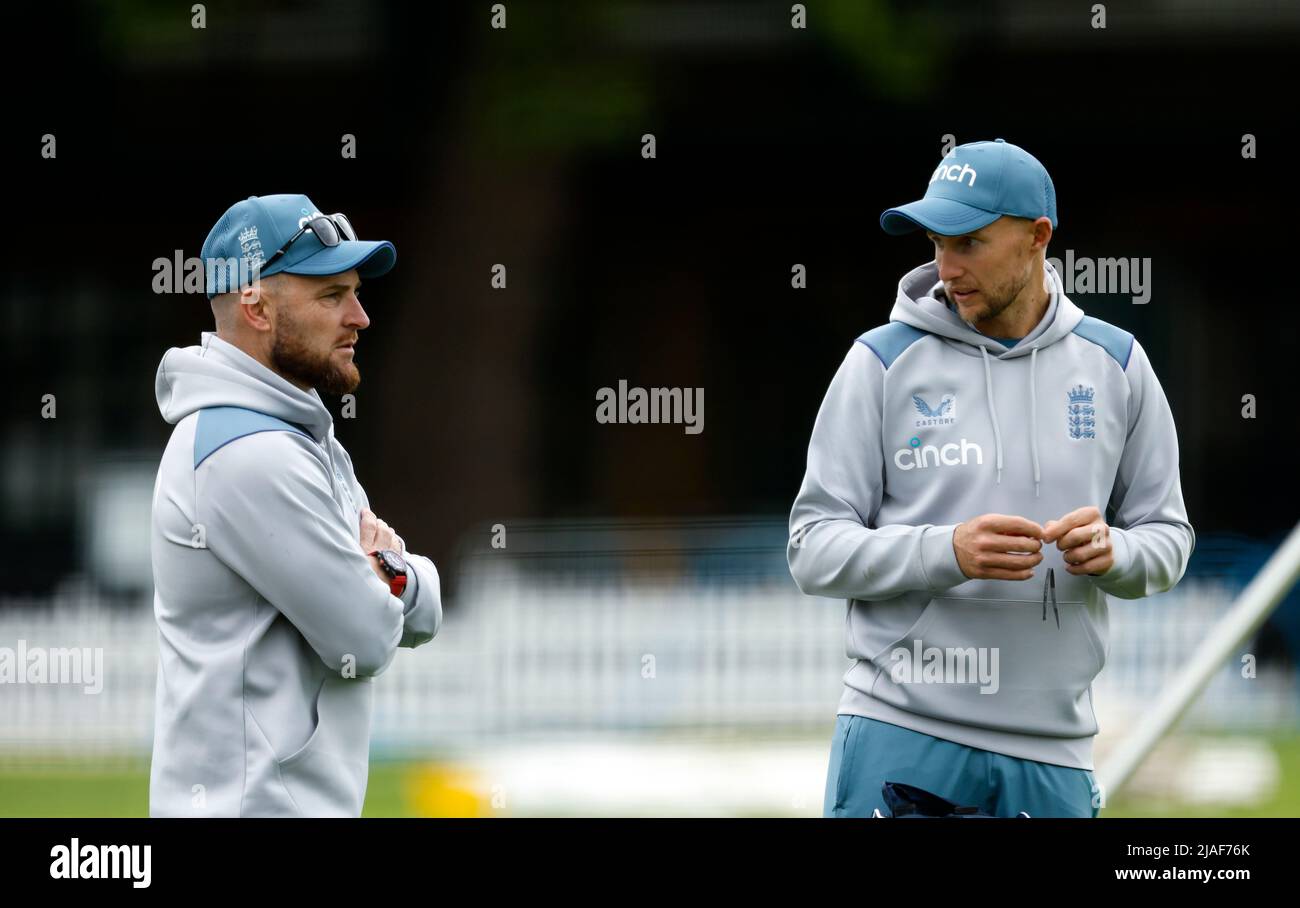 New England men's Test coach Brendon McCullum and former captain Joe ...