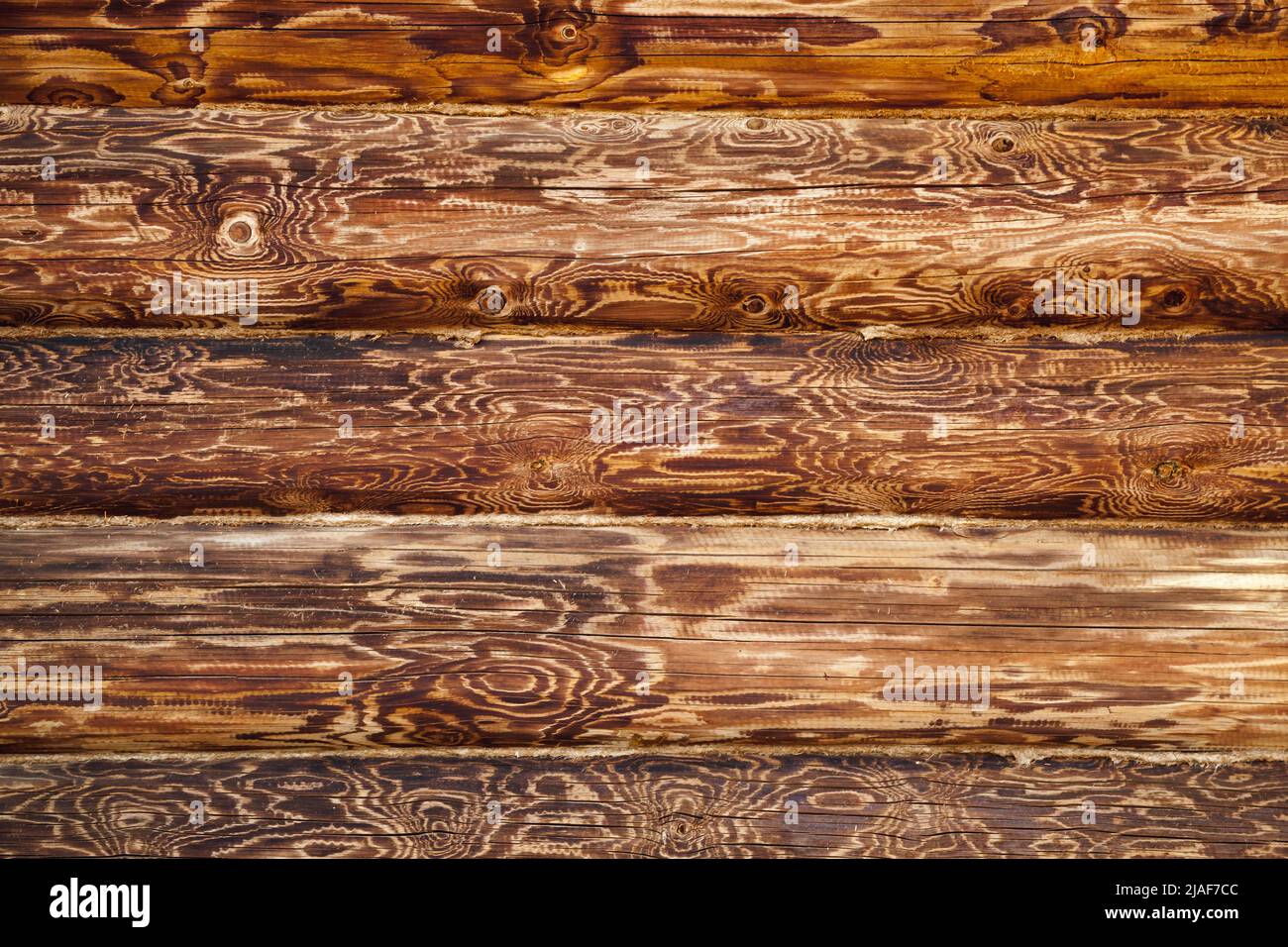 Wooden wall made of logs. Front view, background photo texture Stock ...