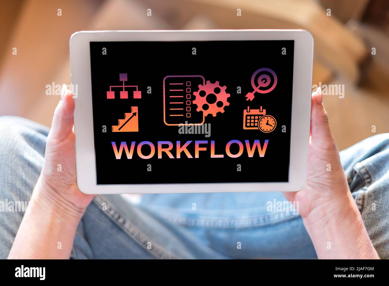 Digital checklist workflow productivity tablet hi-res stock photography ...
