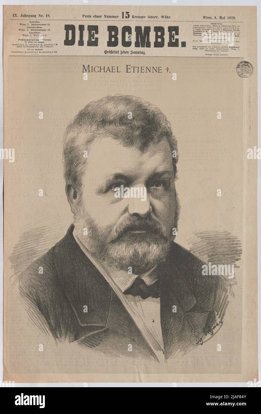 Michael Etienne (title page of "Die Bomb"). Ignaz Eigenner (1854-1922 ...