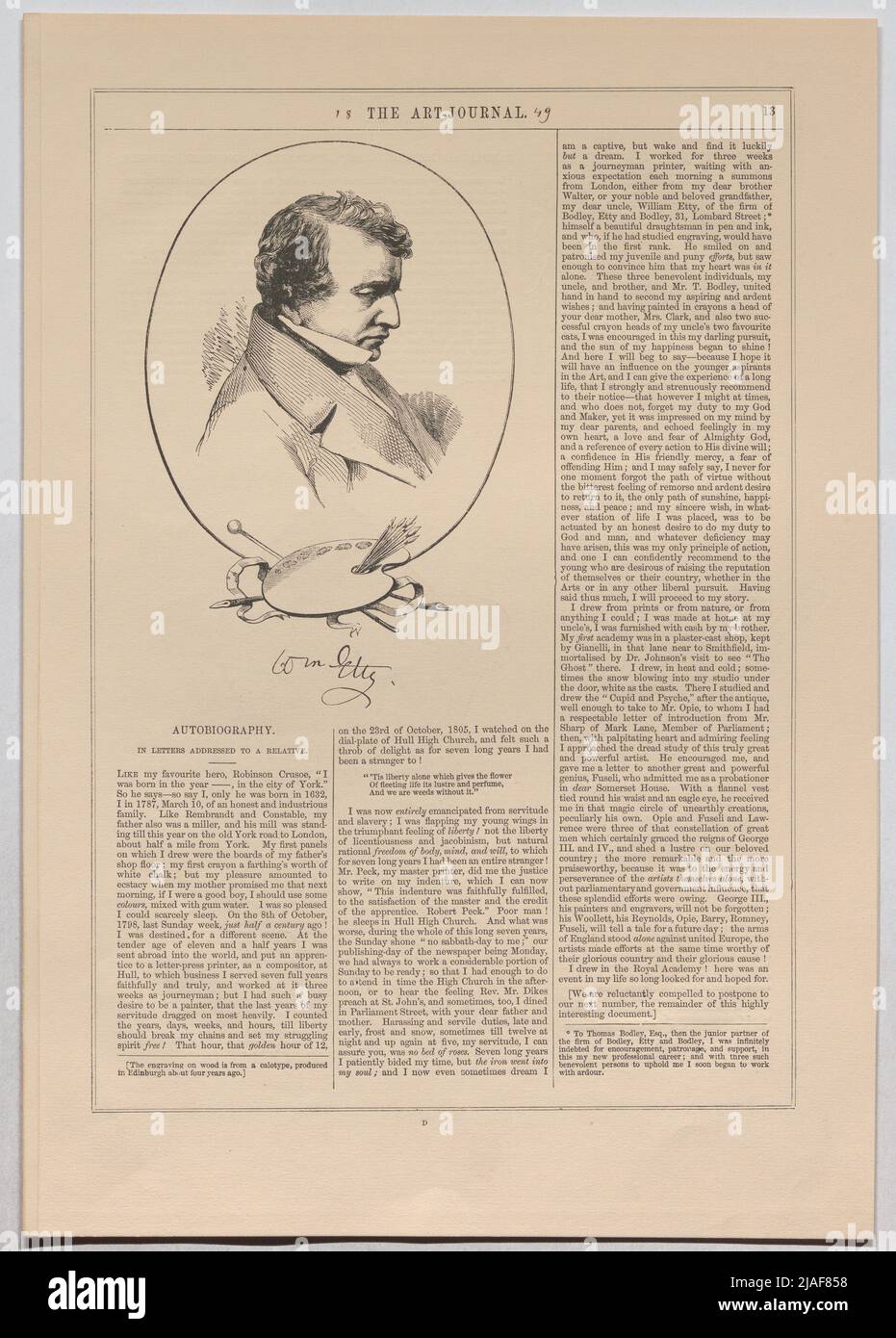 Autobiography of William Etty, R.A. In letters addressed to a relative ...