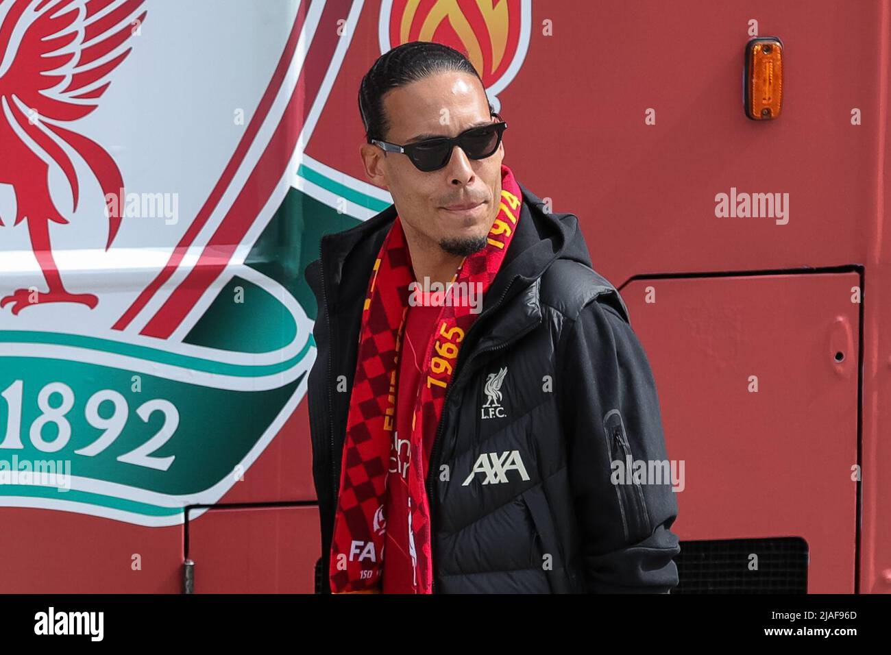Virgil van Dijk #4 of Liverpool gives the thumbs up as he arrives for ...