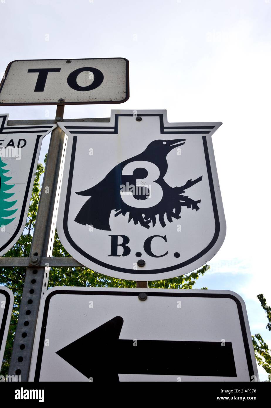 Sign for BC Highway 3, aka the Crowsnest Highway Stock Photo - Alamy