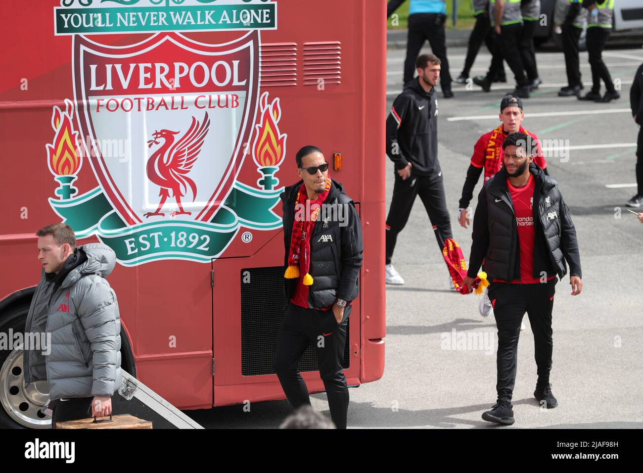 Virgil van Dijk #4 of Liverpool gives the thumbs up as he arrives for ...