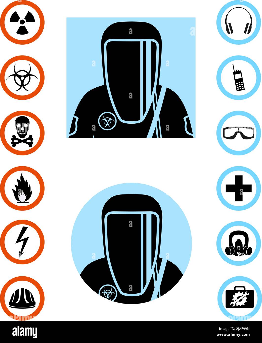 Man in protective suit in flat style. Dangerous profession ...