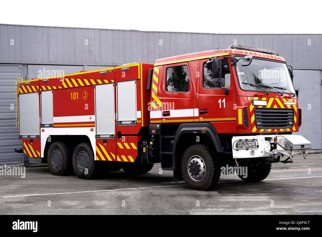 Fire Department. Cars are in the hangar of the fire department. Modern ...