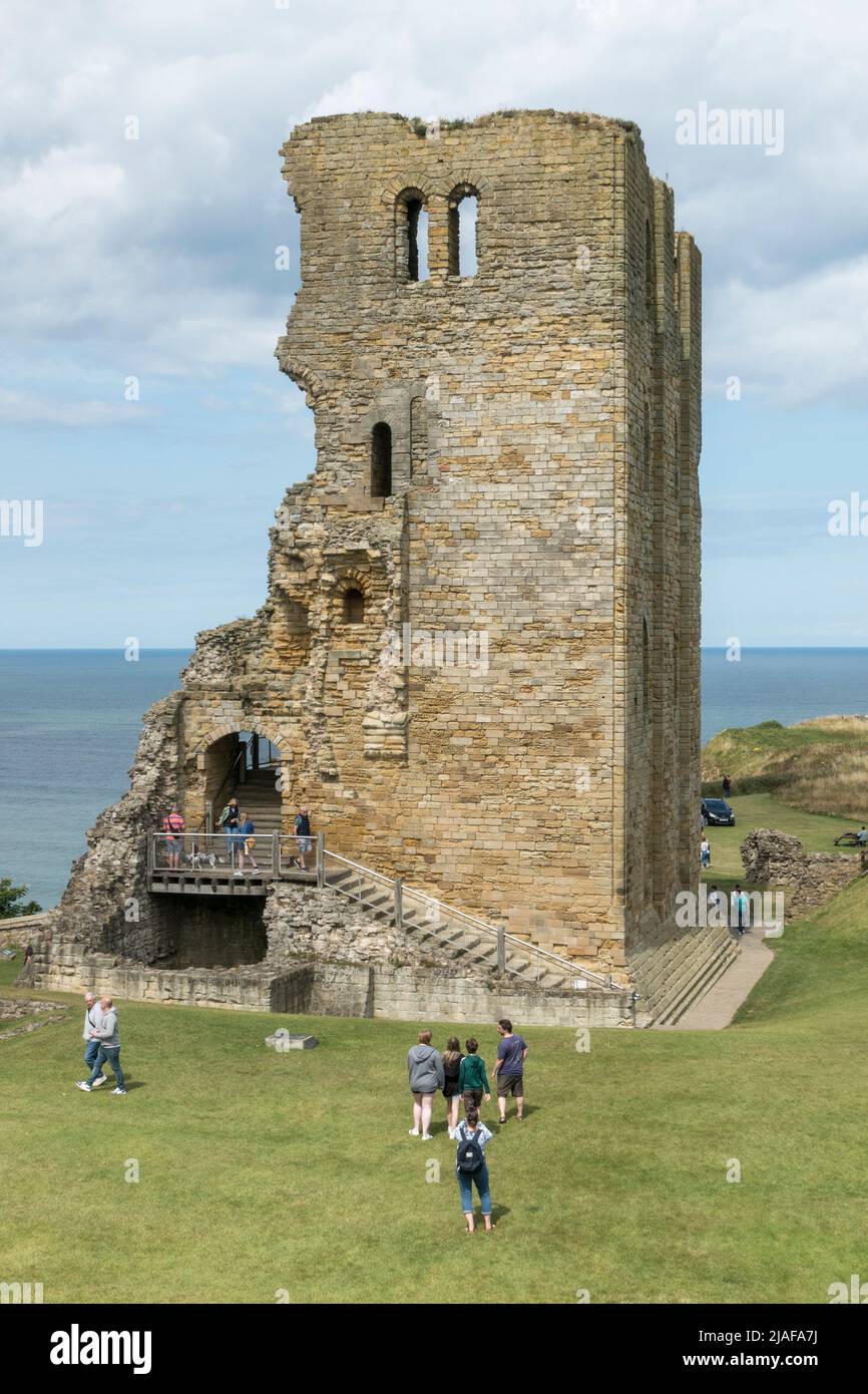 The remains of the 12th-century keep (Great Tower) and inner bailey ...