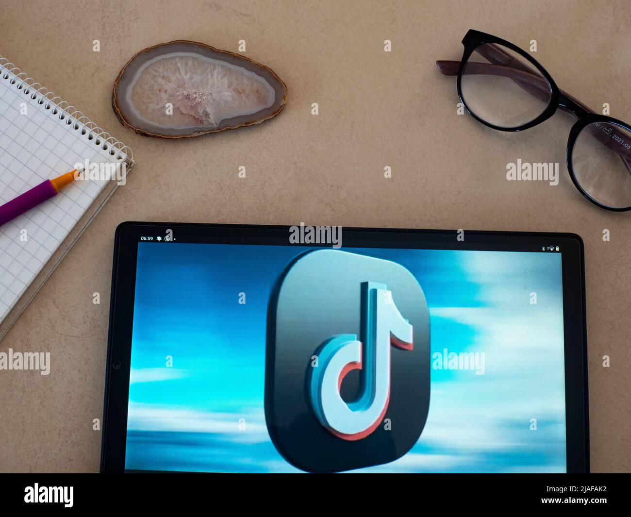 In this photo illustration TikTok / Douyin logo seen displayed on a ...
