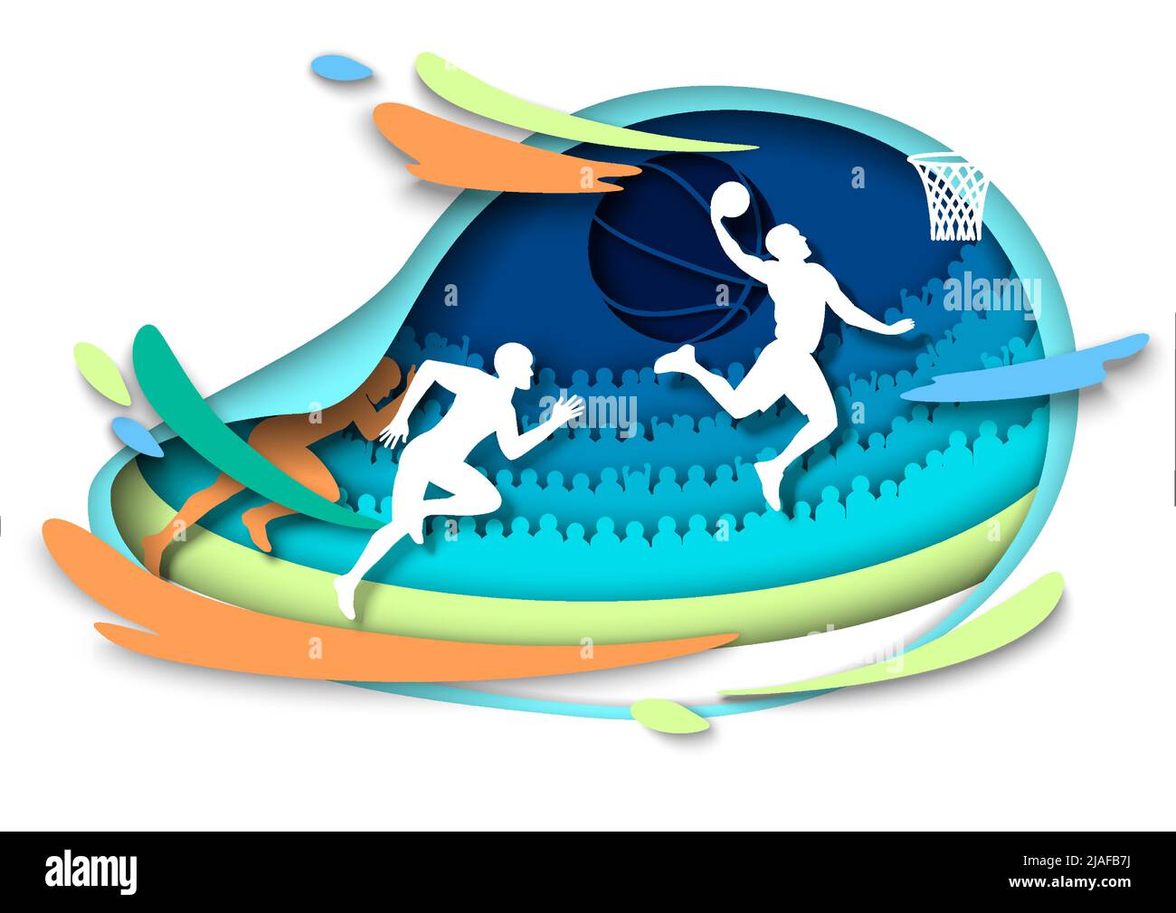 Basketball paper cut craft art vector poster Stock Vector Image & Art ...