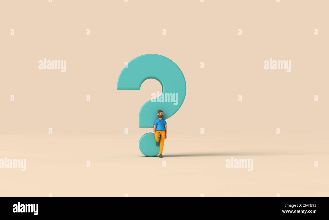 3D character with a question mark symbol. 3d rendering Stock Photo - Alamy