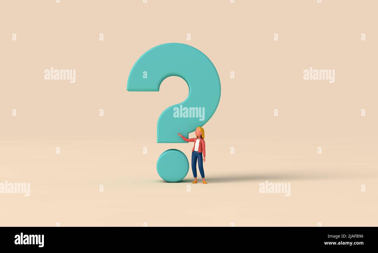 3D character with a question mark symbol. 3d rendering Stock Photo - Alamy