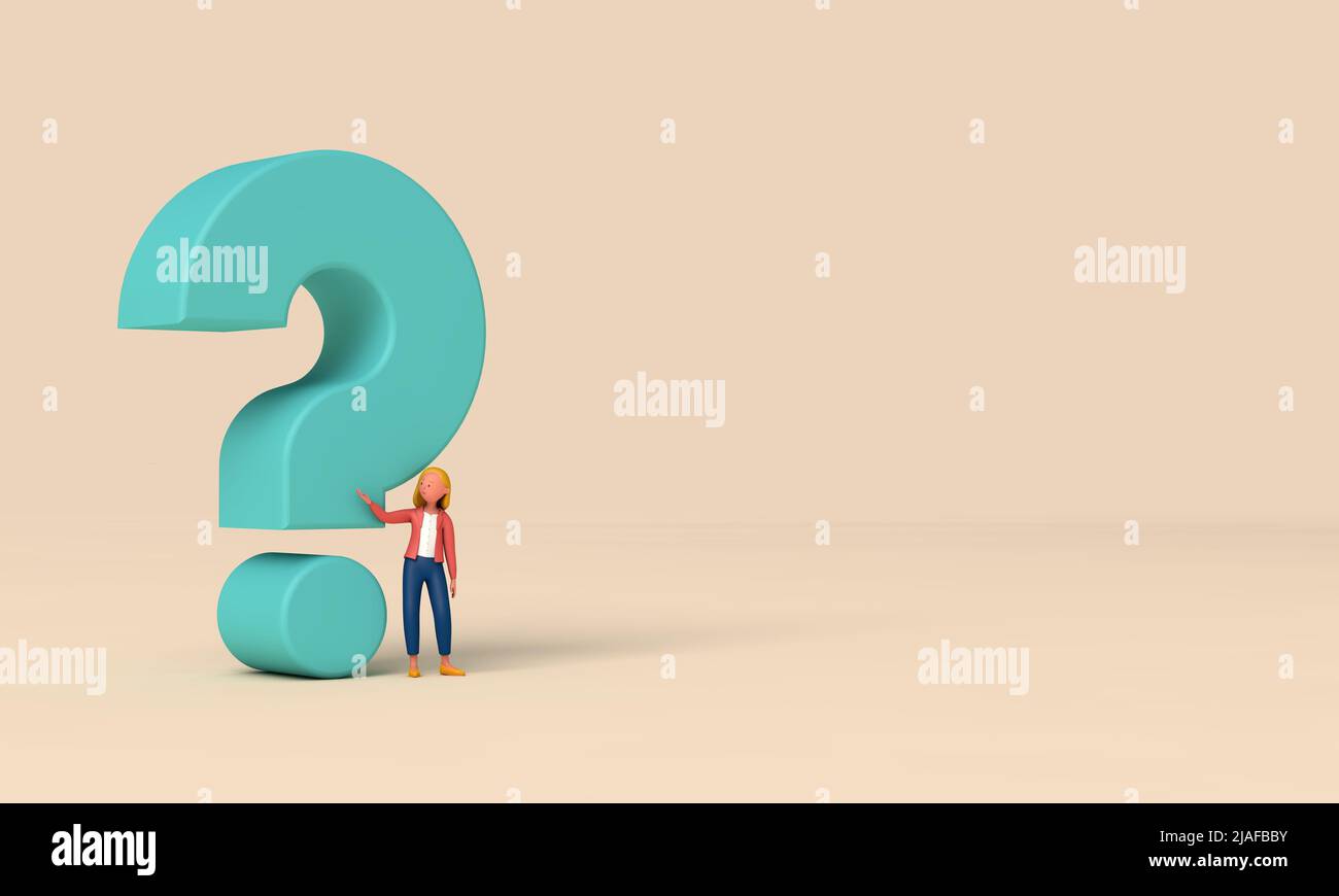 3D character with a question mark symbol. 3d rendering Stock Photo - Alamy