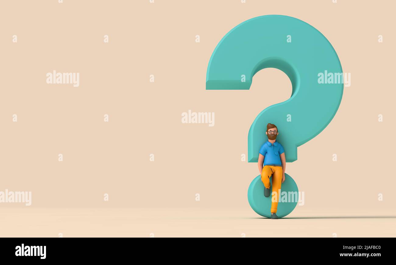 3D character with a question mark symbol. 3d rendering Stock Photo - Alamy