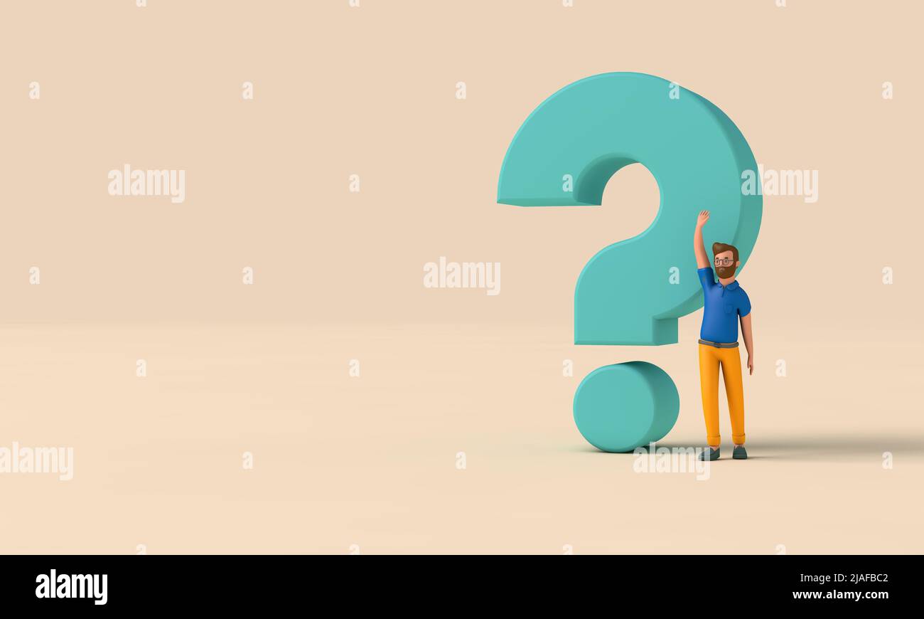 3D character with a question mark symbol. 3d rendering Stock Photo - Alamy