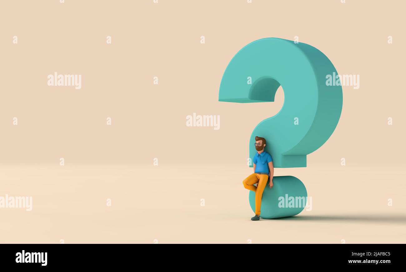 3D character with a question mark symbol. 3d rendering Stock Photo - Alamy