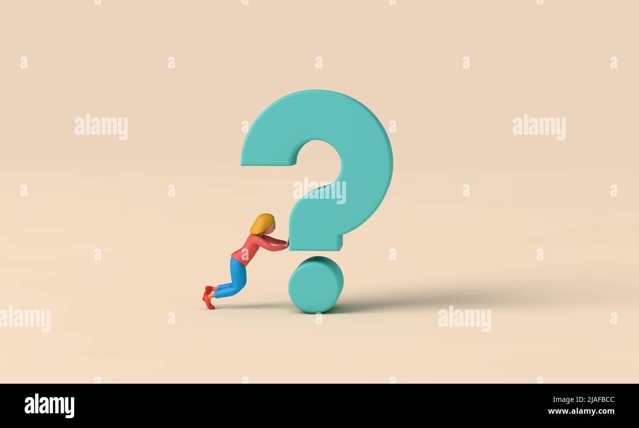 3D character with a question mark symbol. 3d rendering Stock Photo - Alamy