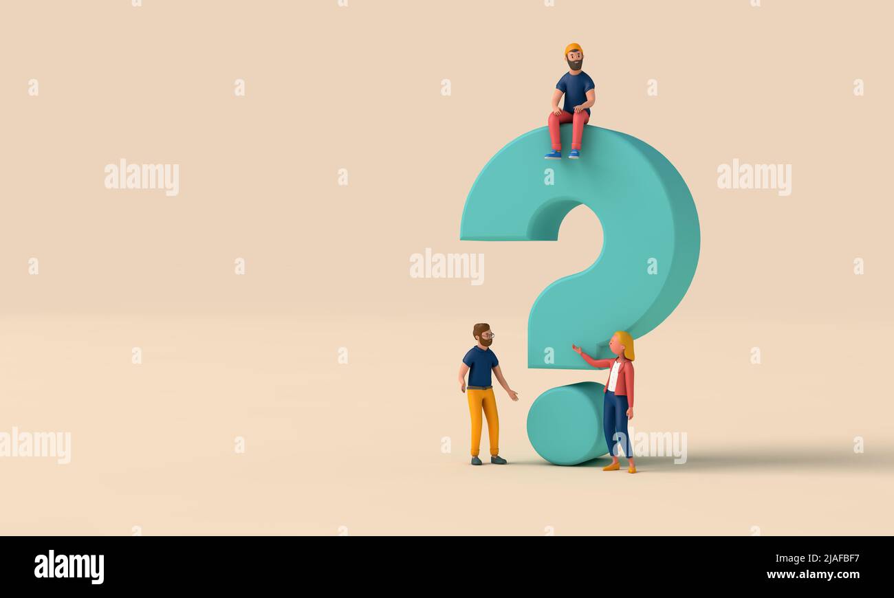 3D character with a question mark symbol. 3d rendering Stock Photo - Alamy