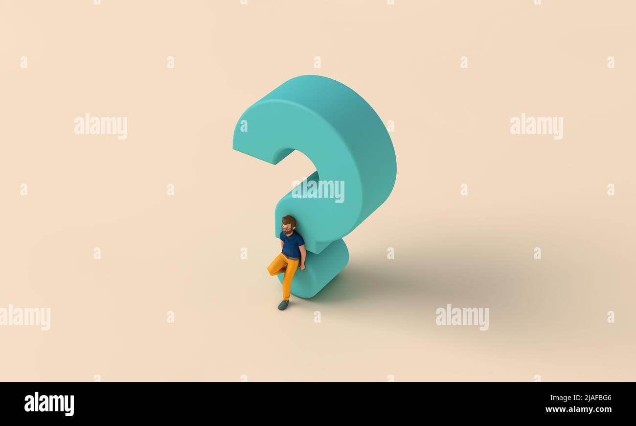 3D character with a question mark symbol. 3d rendering Stock Photo - Alamy