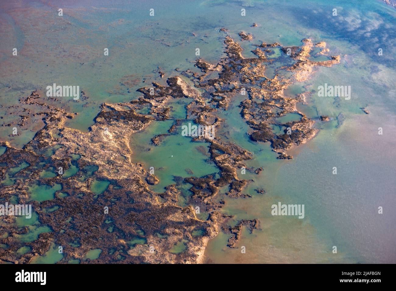Wadden sea at the Jade Bay, 04/18/2022, aerial view, Germany Stock ...