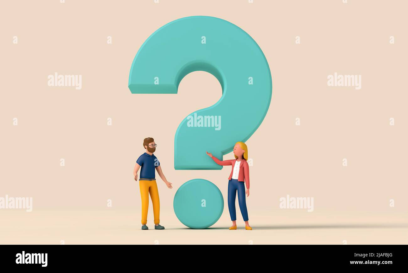 3D character with a question mark symbol. 3d rendering Stock Photo - Alamy