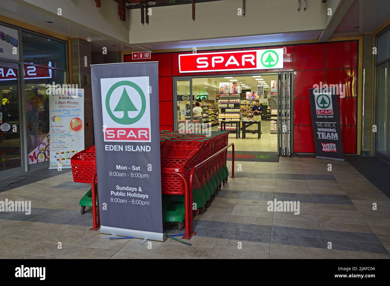 SPAR supermarket in a luxury shopping centre on the artificial Eden ...