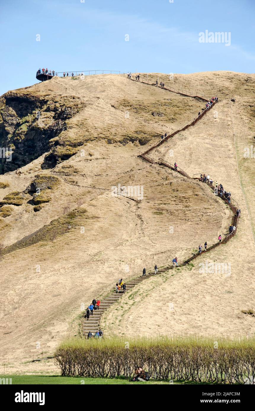 Skogar, Iceland, April 24, 2022: giant staircase leading up the ...