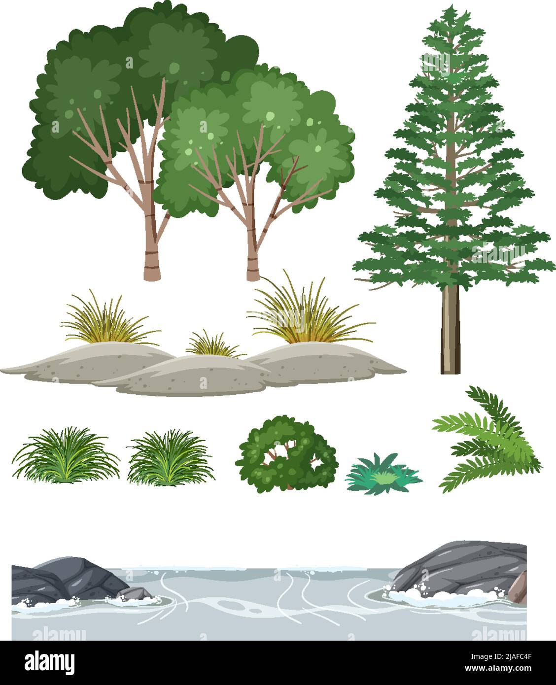 Isolated trees and nature objects set illustration Stock Vector Image ...