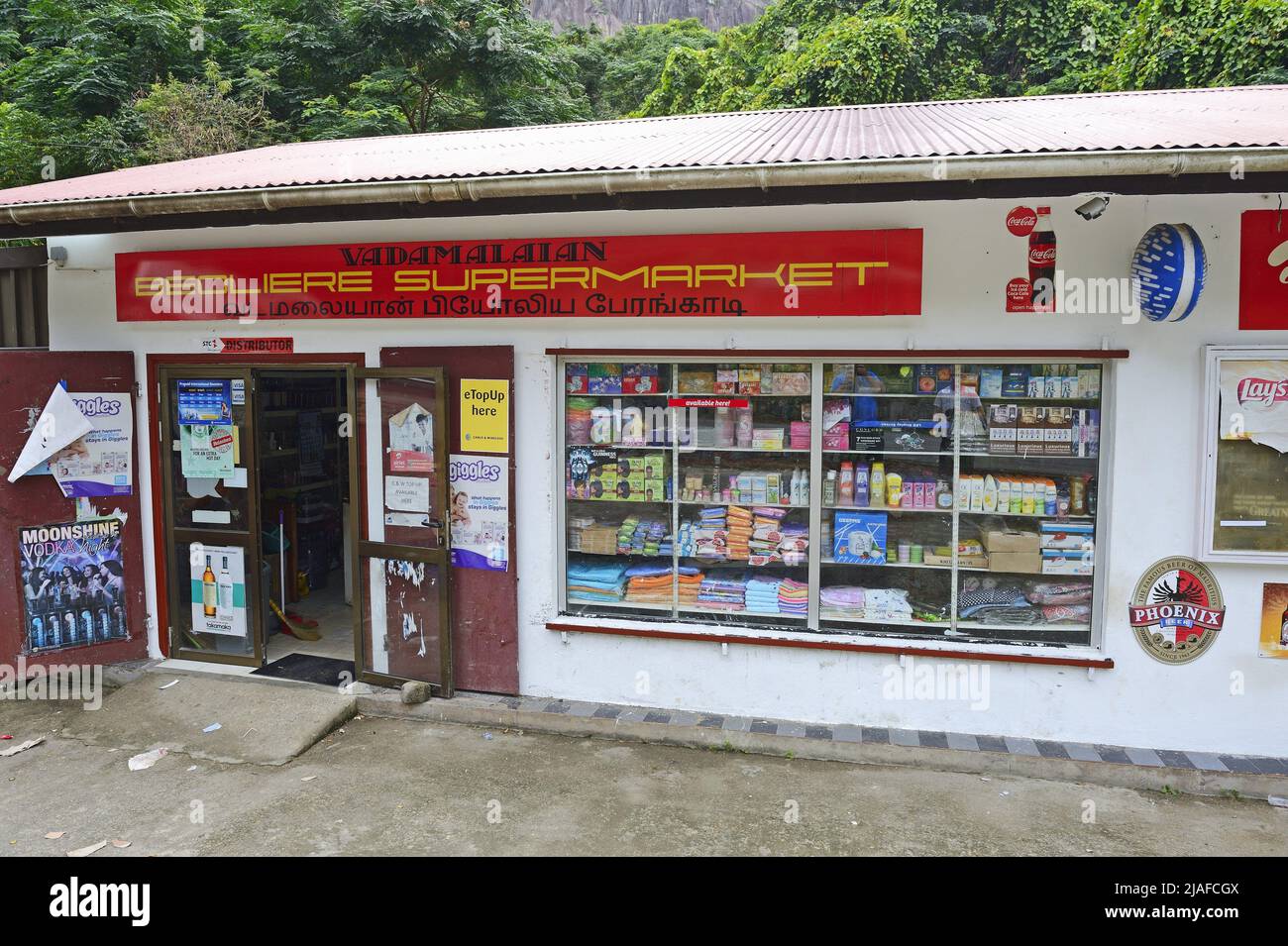 country-specific supermarket on the island Mahe, Seychelles, Mahe Stock ...