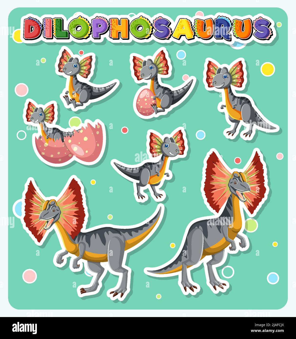 Set of cute dilophosaurus dinosaur cartoon characters illustration Stock Vector Image & Art - Alamy