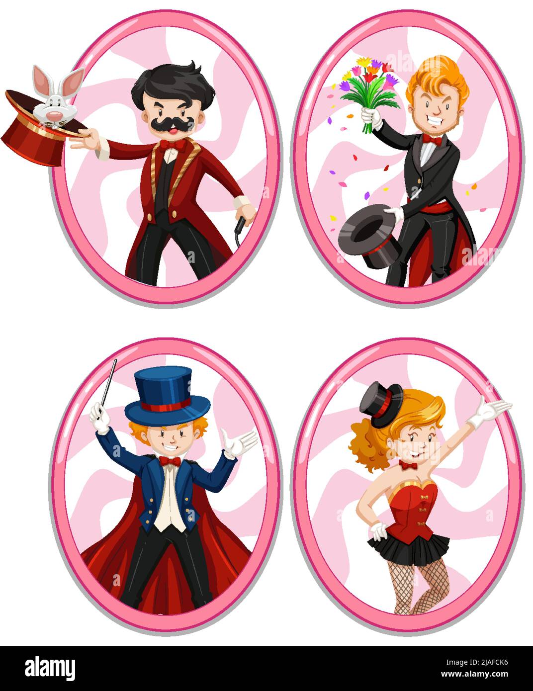 Set of different magicians cartoon character illustration Stock Vector ...