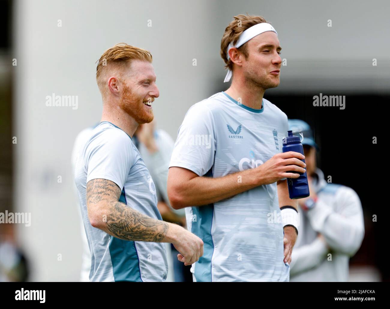 New England captain Ben Stokes and Stuart Broad during a nets session ...