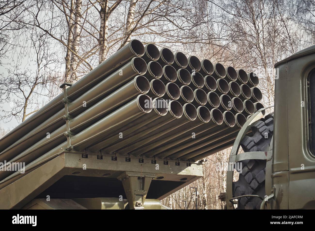 Russian multiple launch rocket system close-up Stock Photo - Alamy